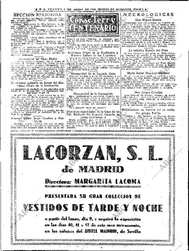 Periódico ABC SEVILLA 05-03-1942,portada - Archivo ABC
