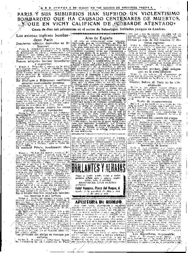 Periódico ABC SEVILLA 05-03-1942,portada - Archivo ABC