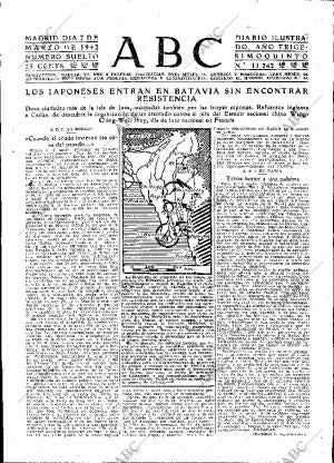 Periódico ABC MADRID 07-03-1942,portada - Archivo ABC