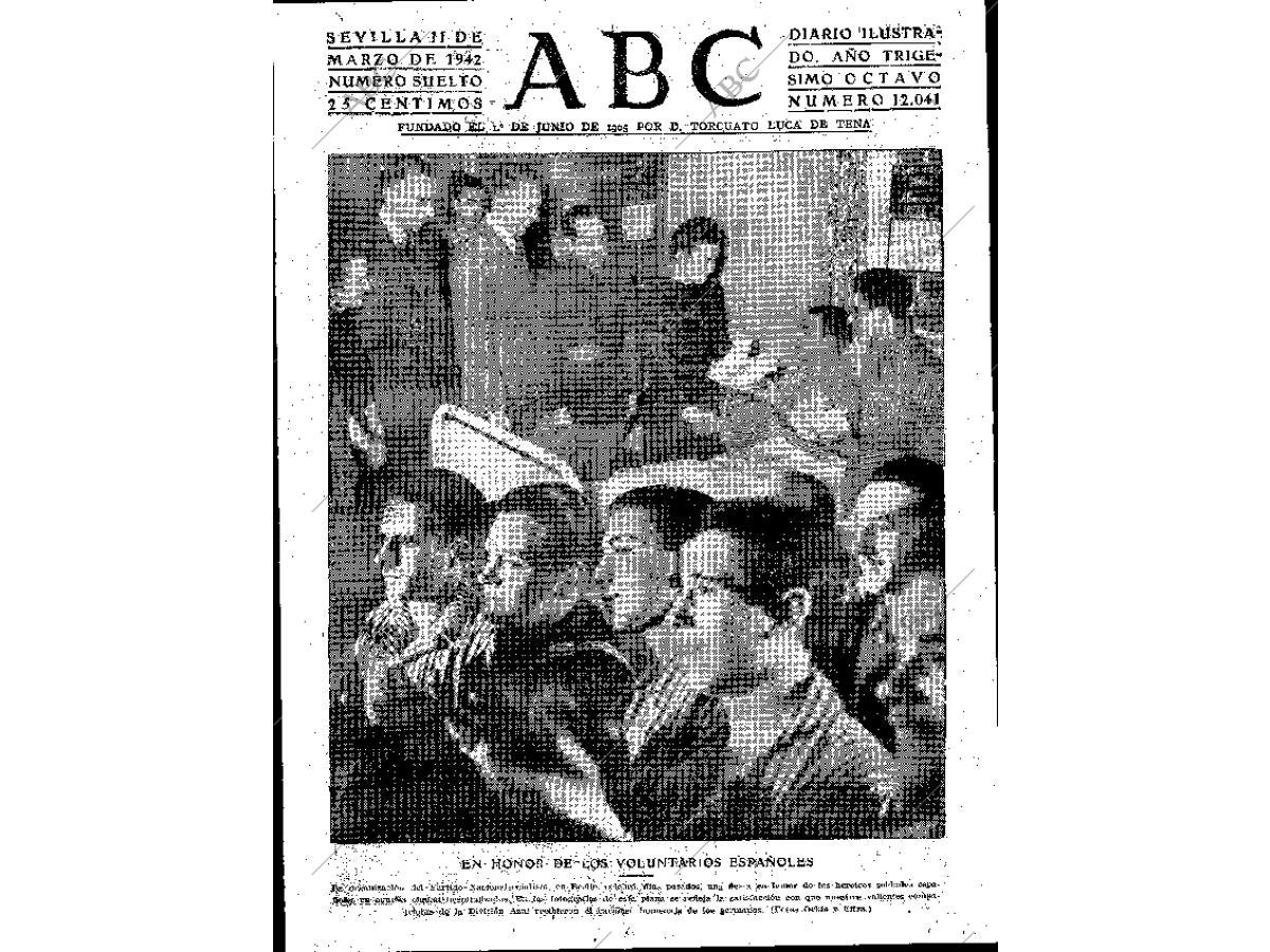 Periódico ABC SEVILLA 11-03-1942,portada - Archivo ABC