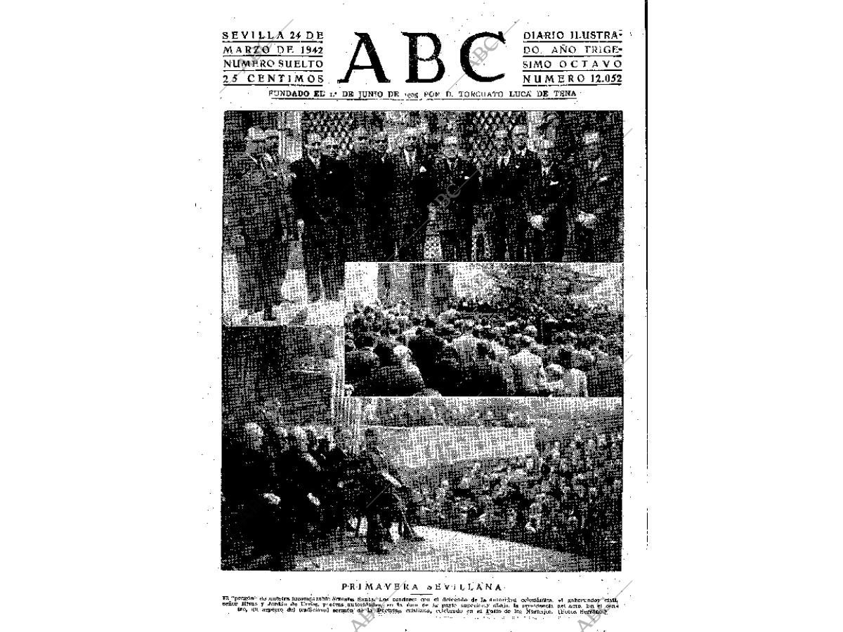Periódico ABC SEVILLA 24-03-1942,portada - Archivo ABC