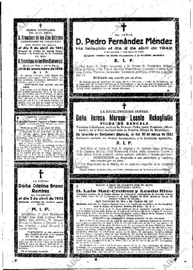 Periódico ABC MADRID 04-04-1942,portada - Archivo ABC