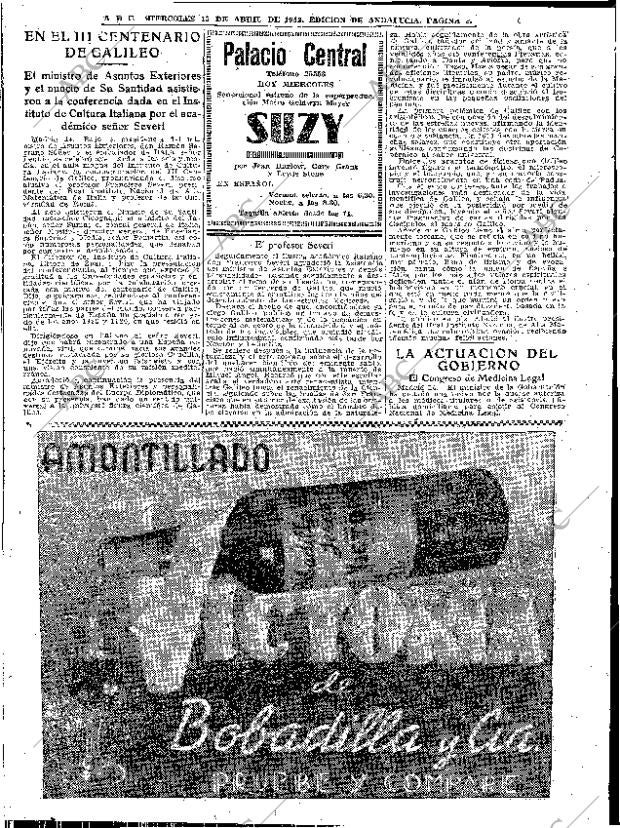 Periódico ABC SEVILLA 15-04-1942,portada - Archivo ABC
