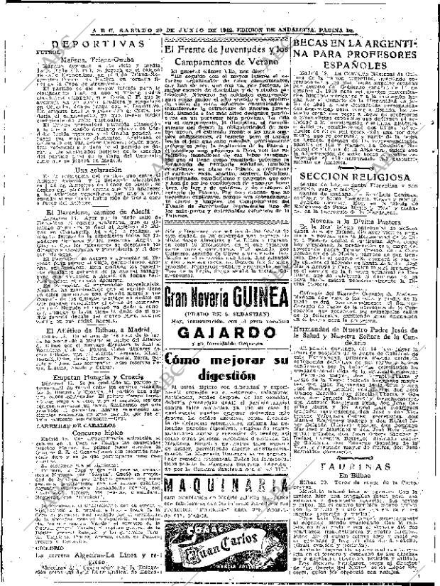 Periódico ABC SEVILLA 20-06-1942,portada - Archivo ABC