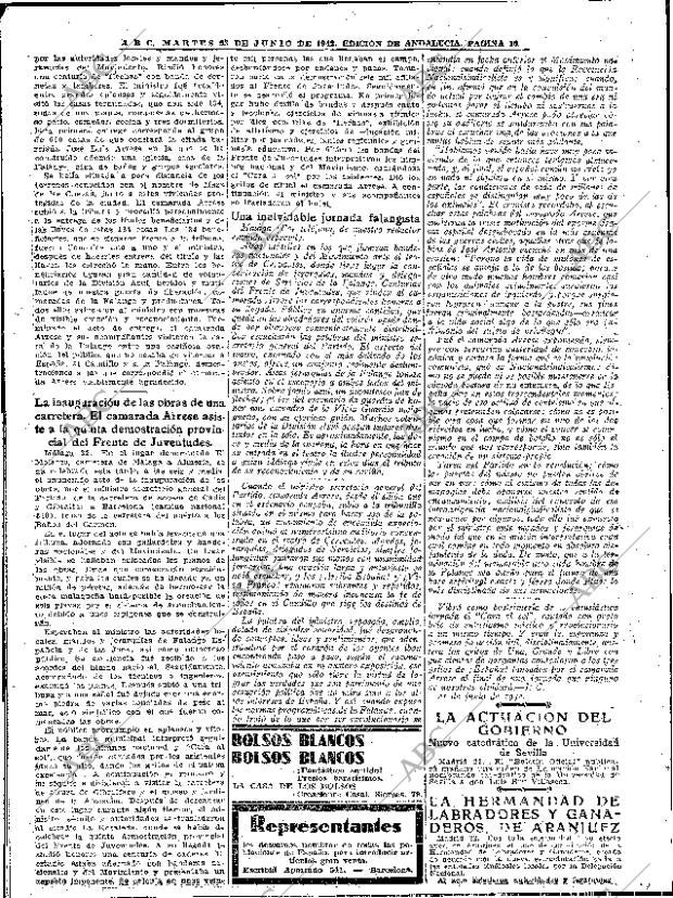 Periódico ABC SEVILLA 23-06-1942,portada - Archivo ABC