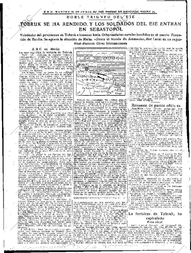 Periódico ABC SEVILLA 23-06-1942,portada - Archivo ABC