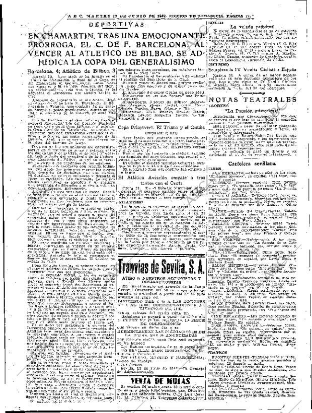 Periódico ABC SEVILLA 23-06-1942,portada - Archivo ABC