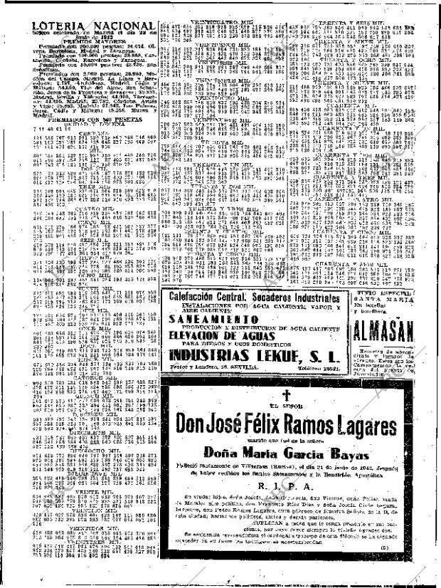 Periódico ABC SEVILLA 23-06-1942,portada - Archivo ABC
