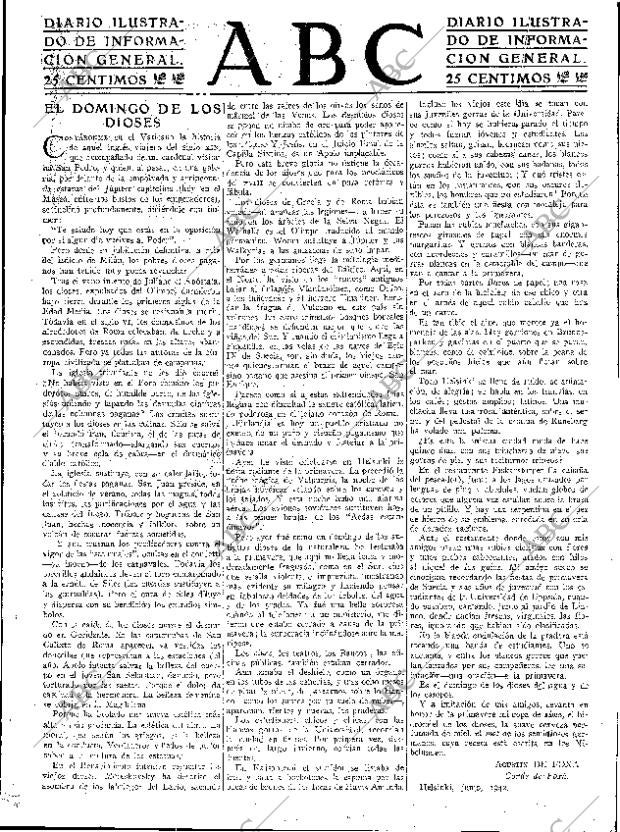 Periódico ABC SEVILLA 23-06-1942,portada - Archivo ABC