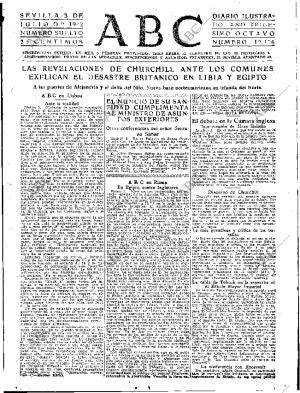 Periódico ABC SEVILLA 03-07-1942,portada - Archivo ABC