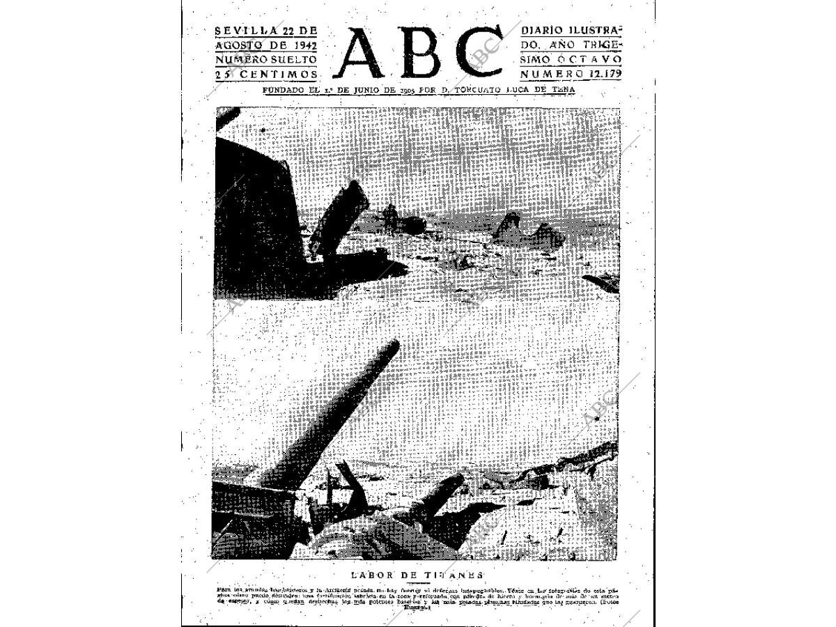 Periódico ABC SEVILLA 22-08-1942,portada - Archivo ABC