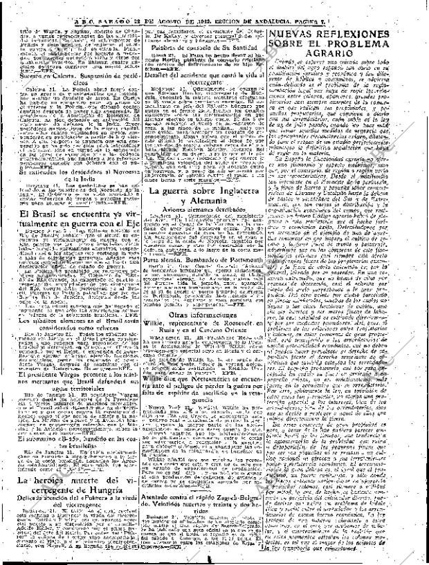 Periódico ABC SEVILLA 22-08-1942,portada - Archivo ABC