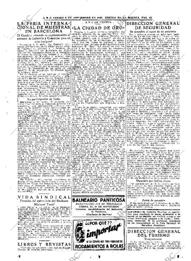 Periódico ABC MADRID 05-09-1942,portada - Archivo ABC
