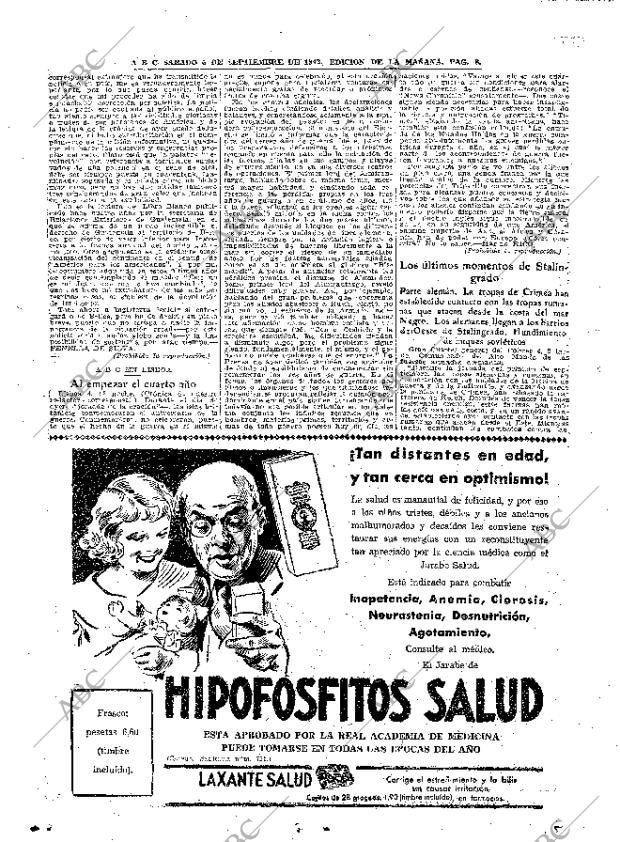 Periódico ABC MADRID 05-09-1942,portada - Archivo ABC