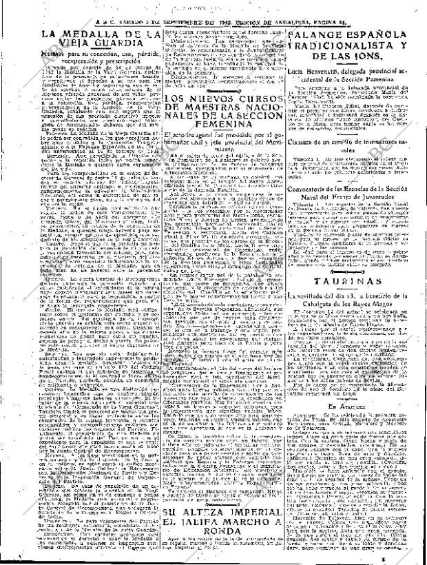 Periódico ABC SEVILLA 05-09-1942,portada - Archivo ABC