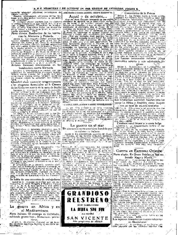 Periódico ABC SEVILLA 07-10-1942,portada - Archivo ABC