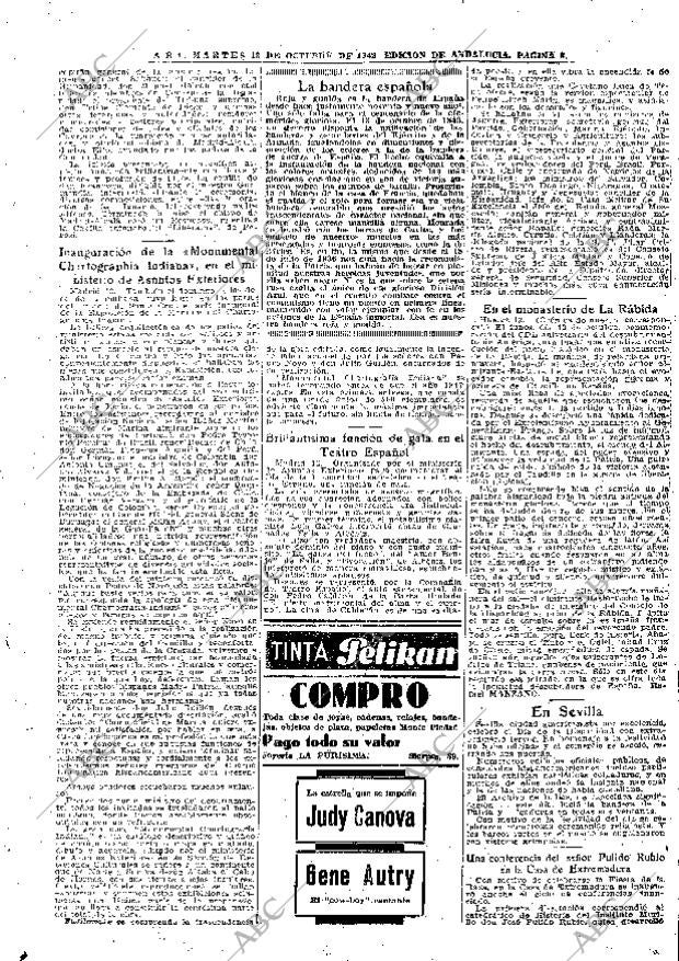 Periódico ABC SEVILLA 13-10-1942,portada - Archivo ABC