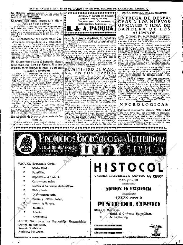 Periódico ABC SEVILLA 22-12-1942,portada - Archivo ABC