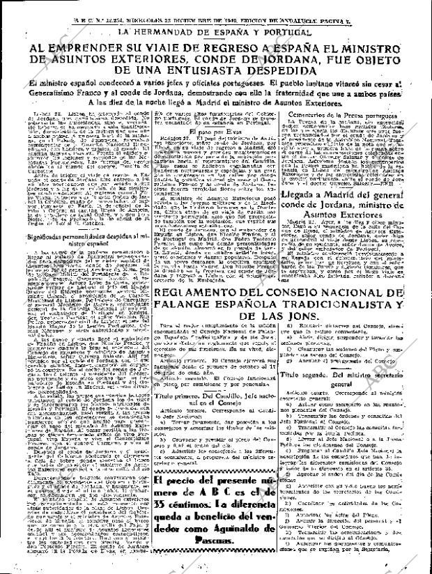 Periódico ABC SEVILLA 23-12-1942,portada - Archivo ABC