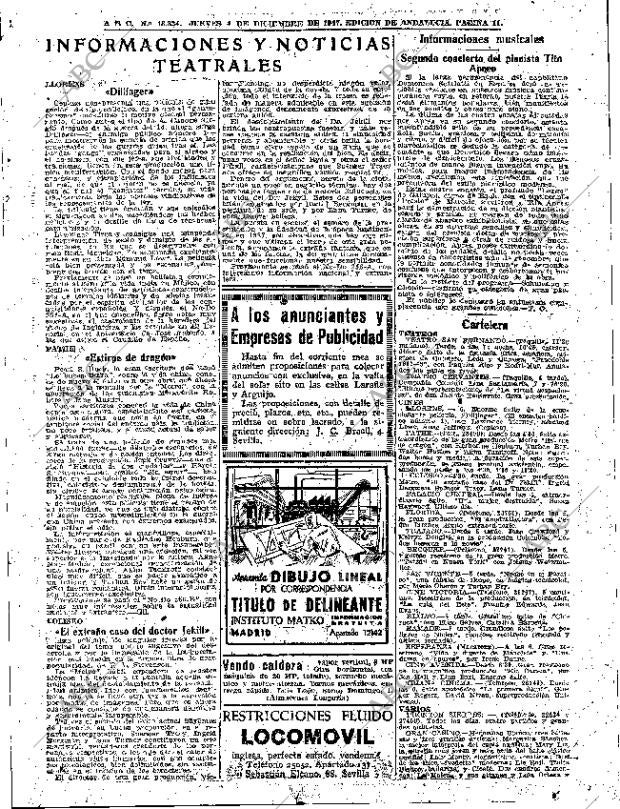 Periódico ABC SEVILLA 04-12-1947,portada - Archivo ABC