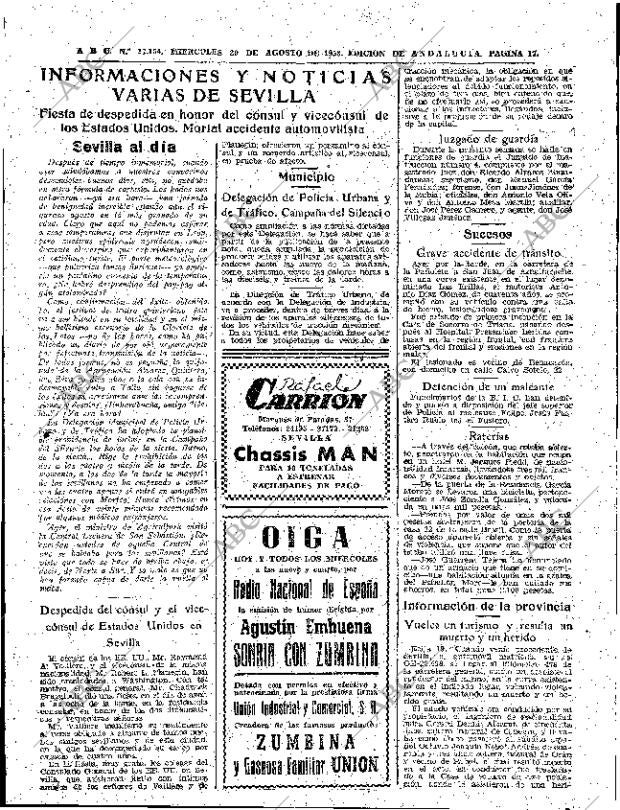 Periódico ABC SEVILLA 20-08-1958,portada - Archivo ABC
