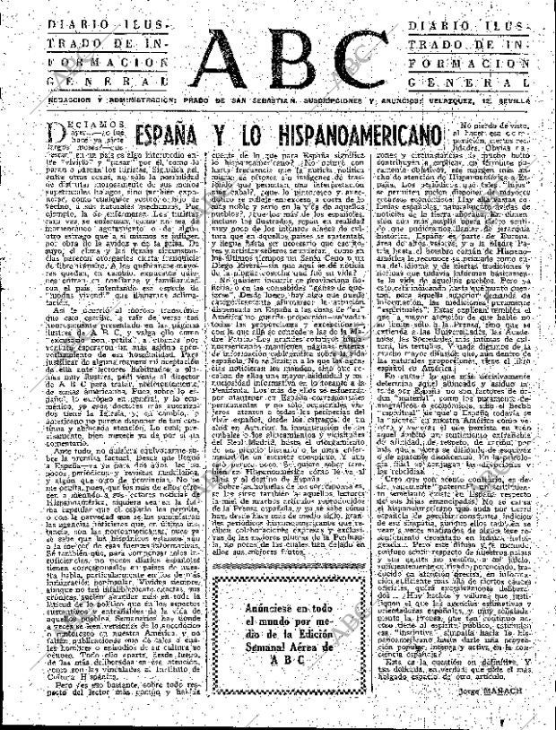 Periódico ABC SEVILLA 20-08-1958,portada - Archivo ABC