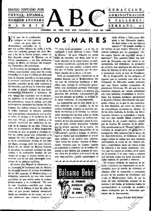 Periódico ABC MADRID 26-08-1966,portada - Archivo ABC