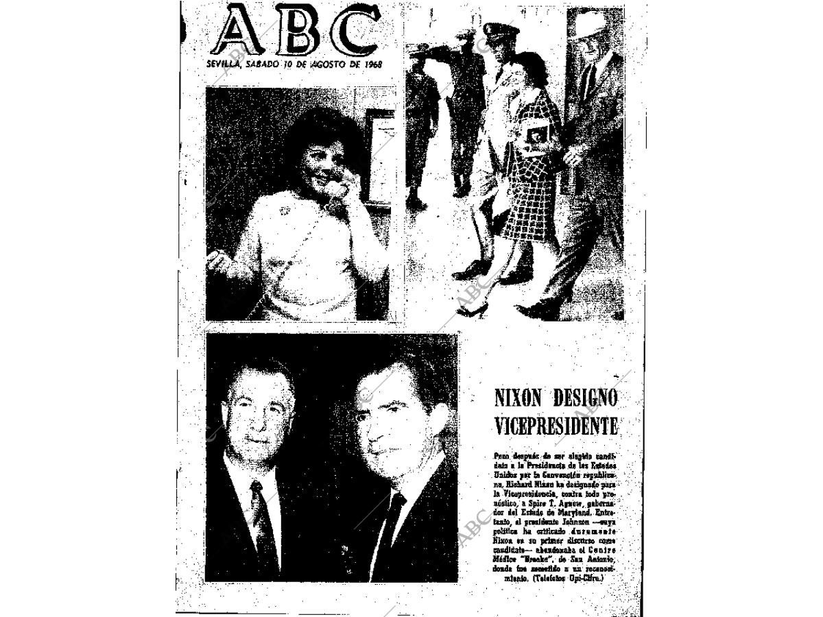 Periódico ABC SEVILLA 10-08-1968,portada - Archivo ABC