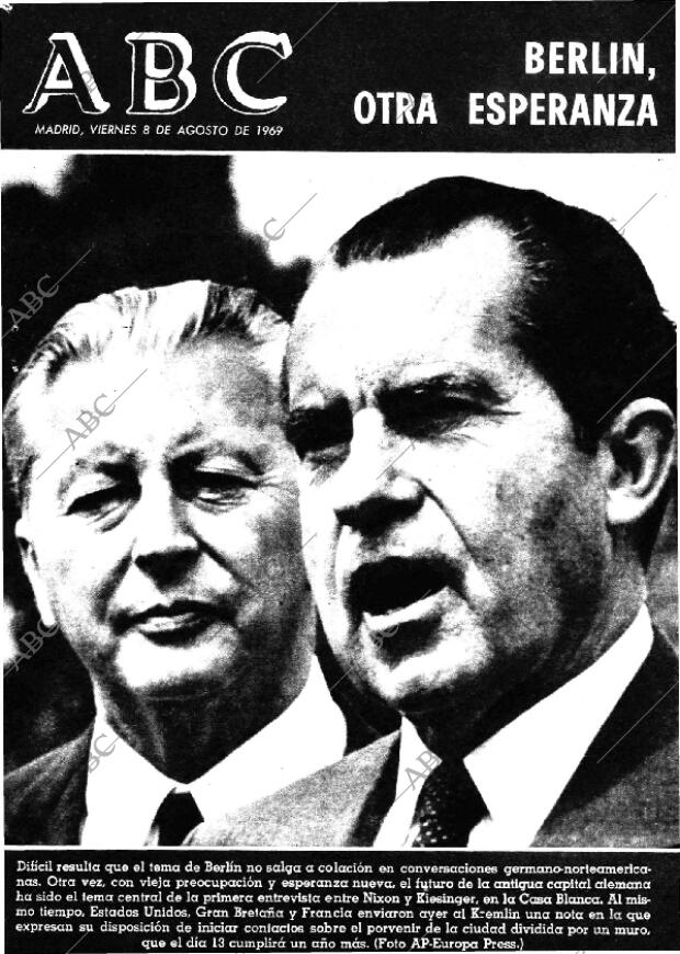 Periódico ABC MADRID 08-08-1969,portada - Archivo ABC