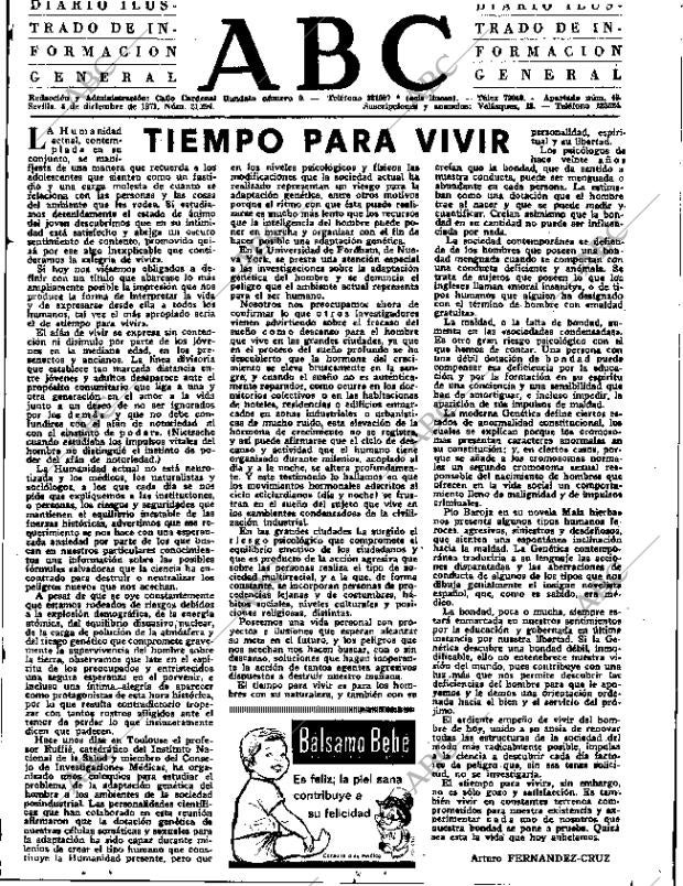 Periódico ABC SEVILLA 08-12-1971,portada - Archivo ABC