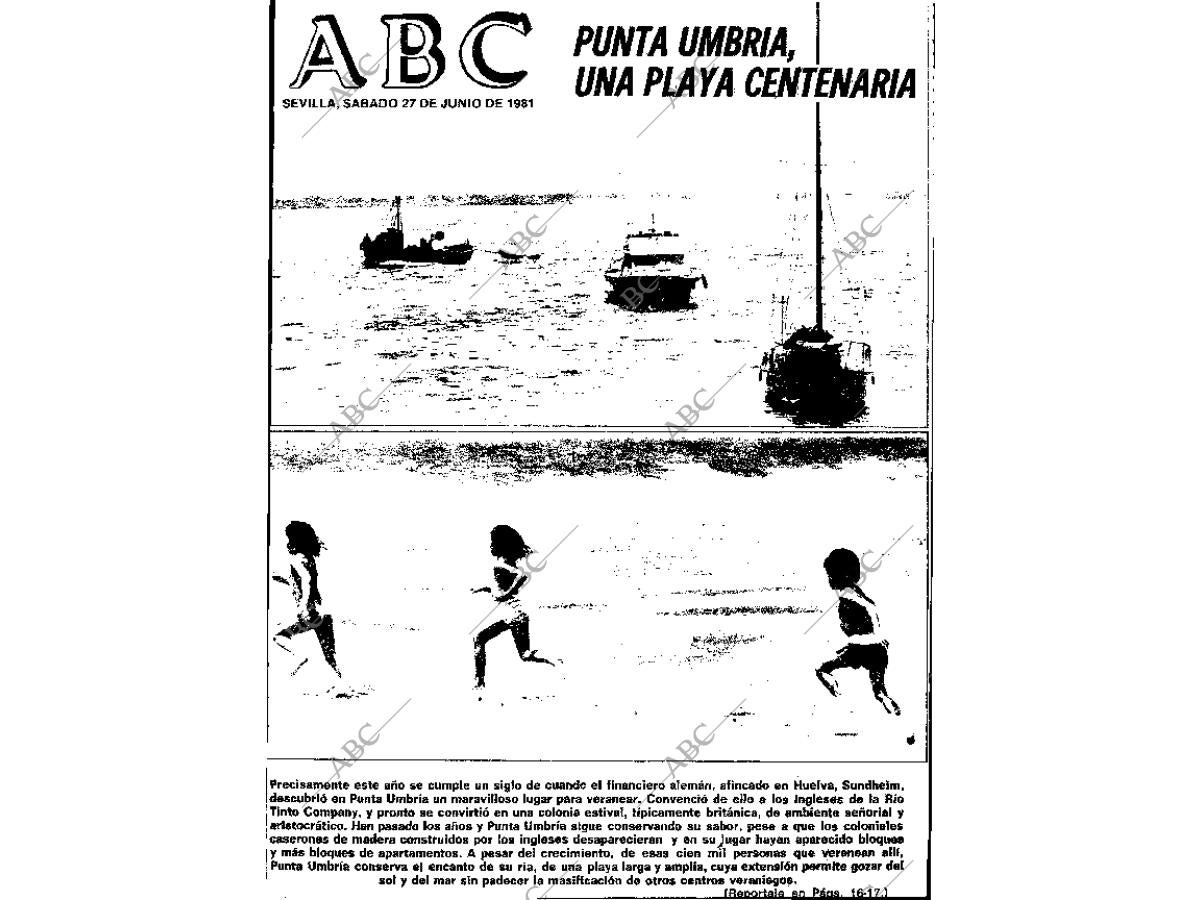 Periódico ABC SEVILLA 27-06-1981,portada - Archivo ABC