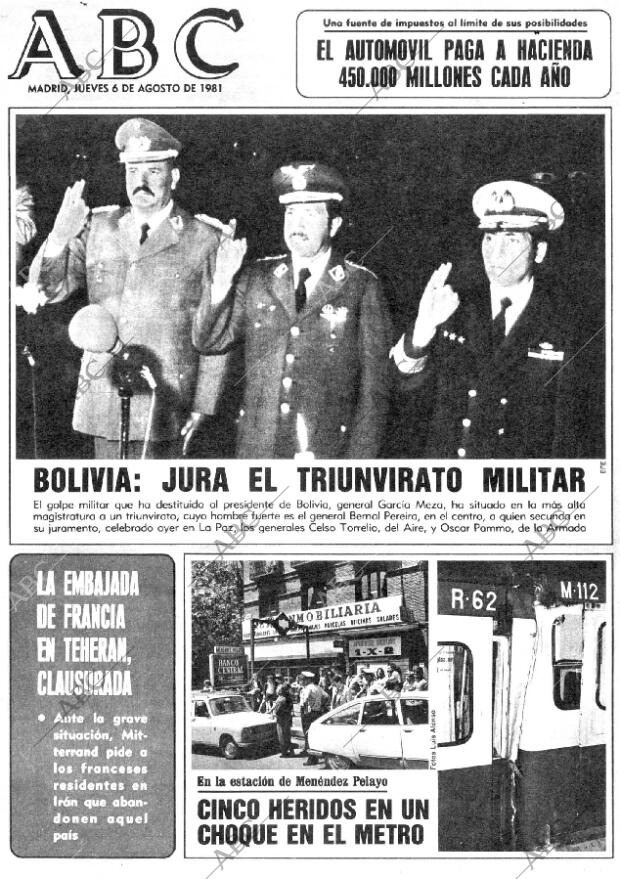 Periódico ABC MADRID 06-08-1981,portada - Archivo ABC