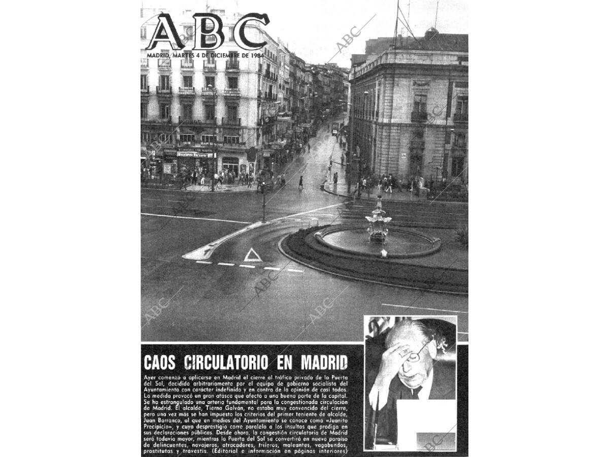 Periódico ABC MADRID 04-12-1984,portada - Archivo ABC