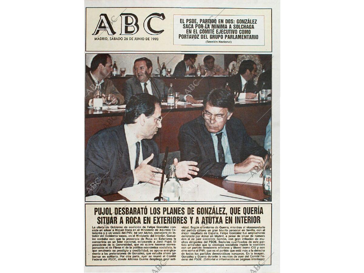 Periódico ABC MADRID 26-06-1993,portada - Archivo ABC