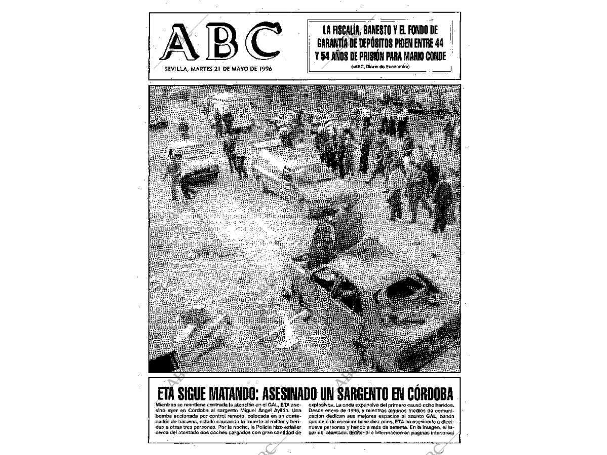 Periódico ABC SEVILLA 21-05-1996,portada - Archivo ABC