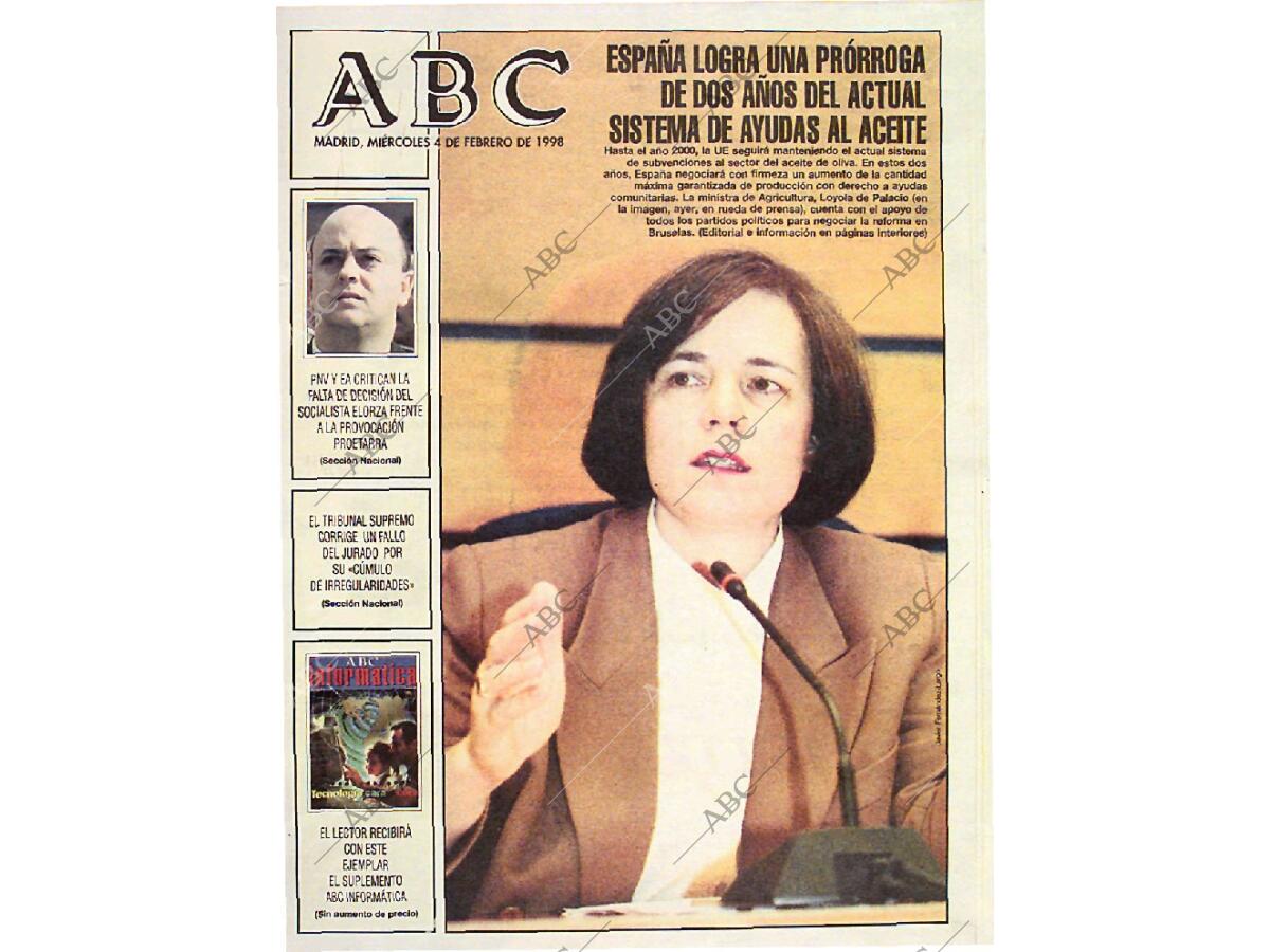 Periódico ABC MADRID 04-02-1998,portada - Archivo ABC