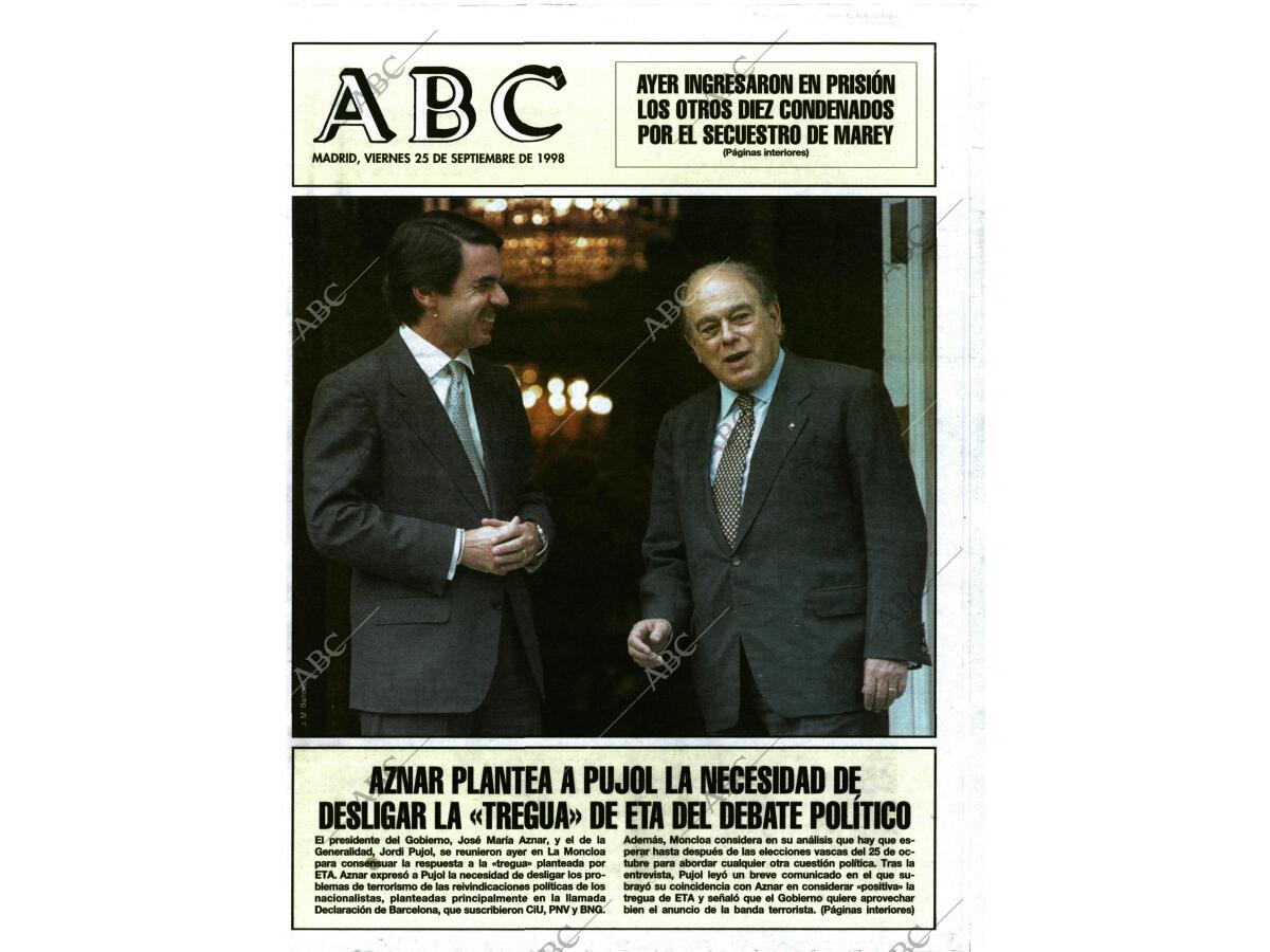 Periódico ABC MADRID 25-09-1998,portada - Archivo ABC