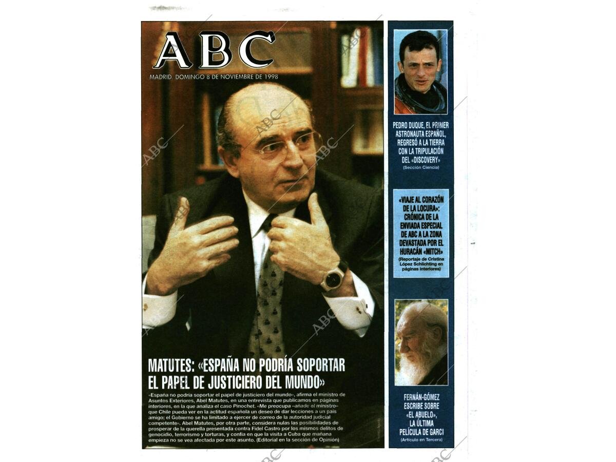 Periódico ABC MADRID 08-11-1998,portada - Archivo ABC