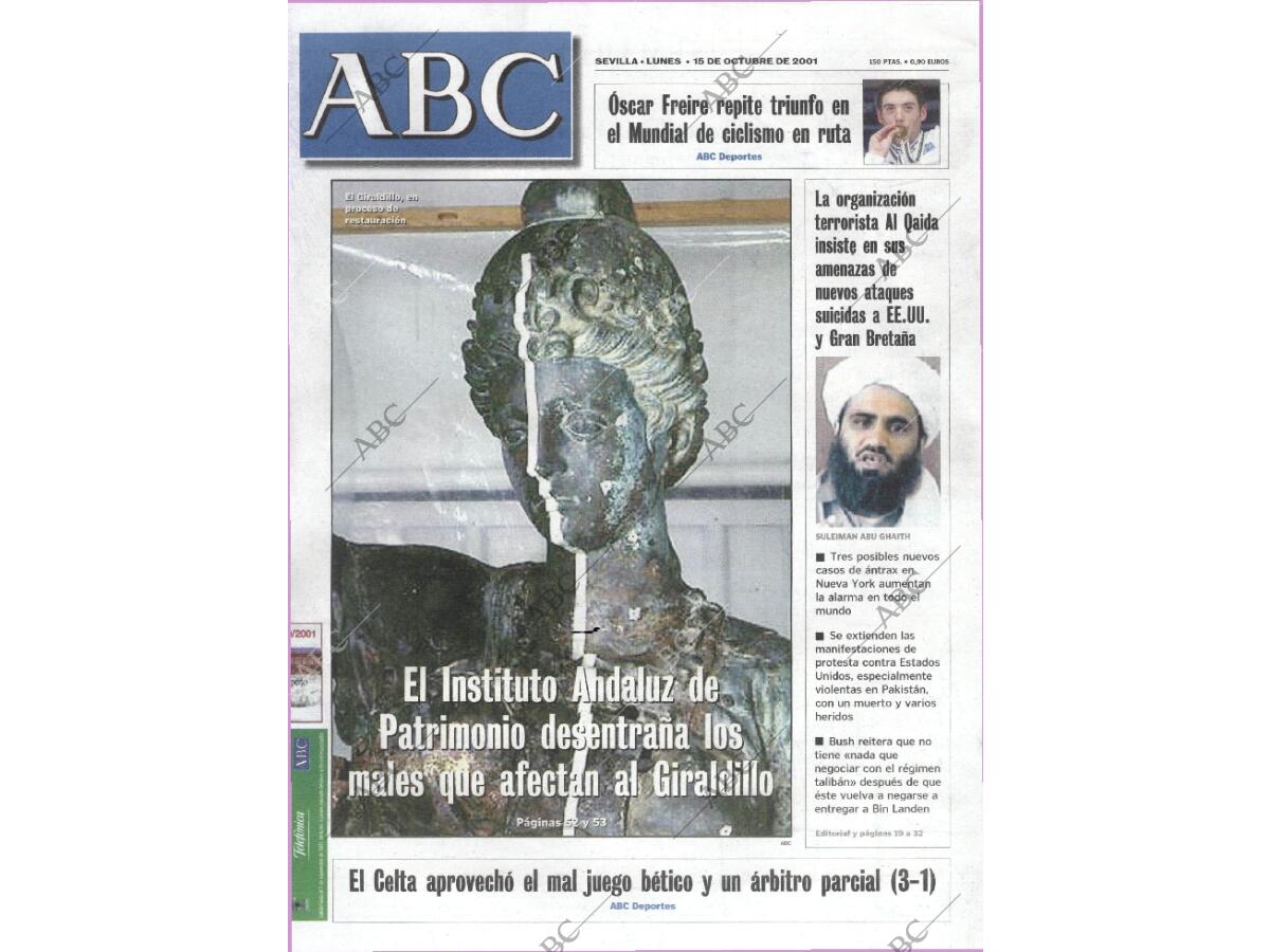 Periódico ABC SEVILLA 15-10-2001,portada - Archivo ABC