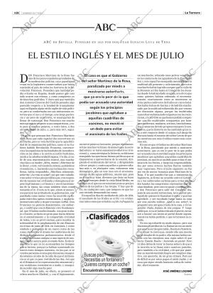Periódico ABC SEVILLA 20-07-2003,portada - Archivo ABC