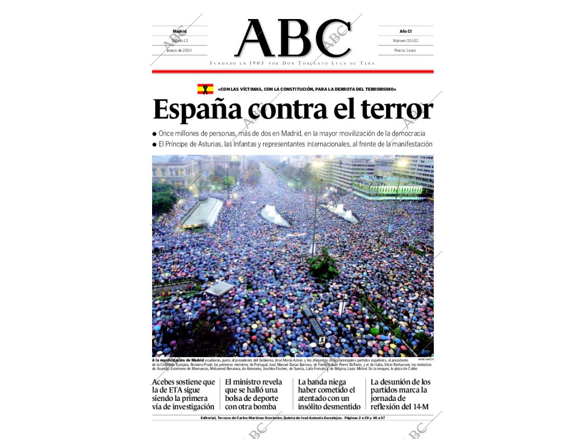 Periódico ABC MADRID 13-03-2004,portada - Archivo ABC