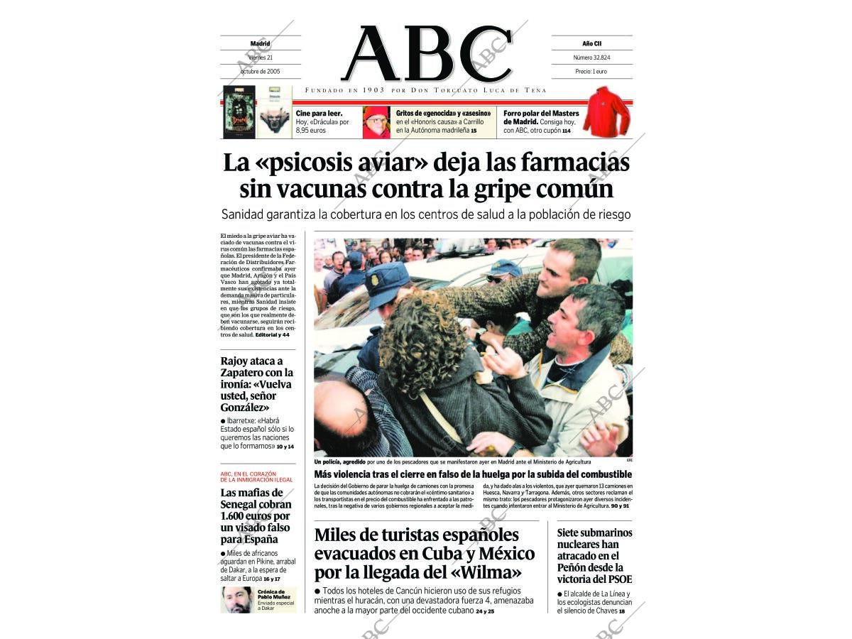 Periódico ABC MADRID 21-10-2005,portada - Archivo ABC
