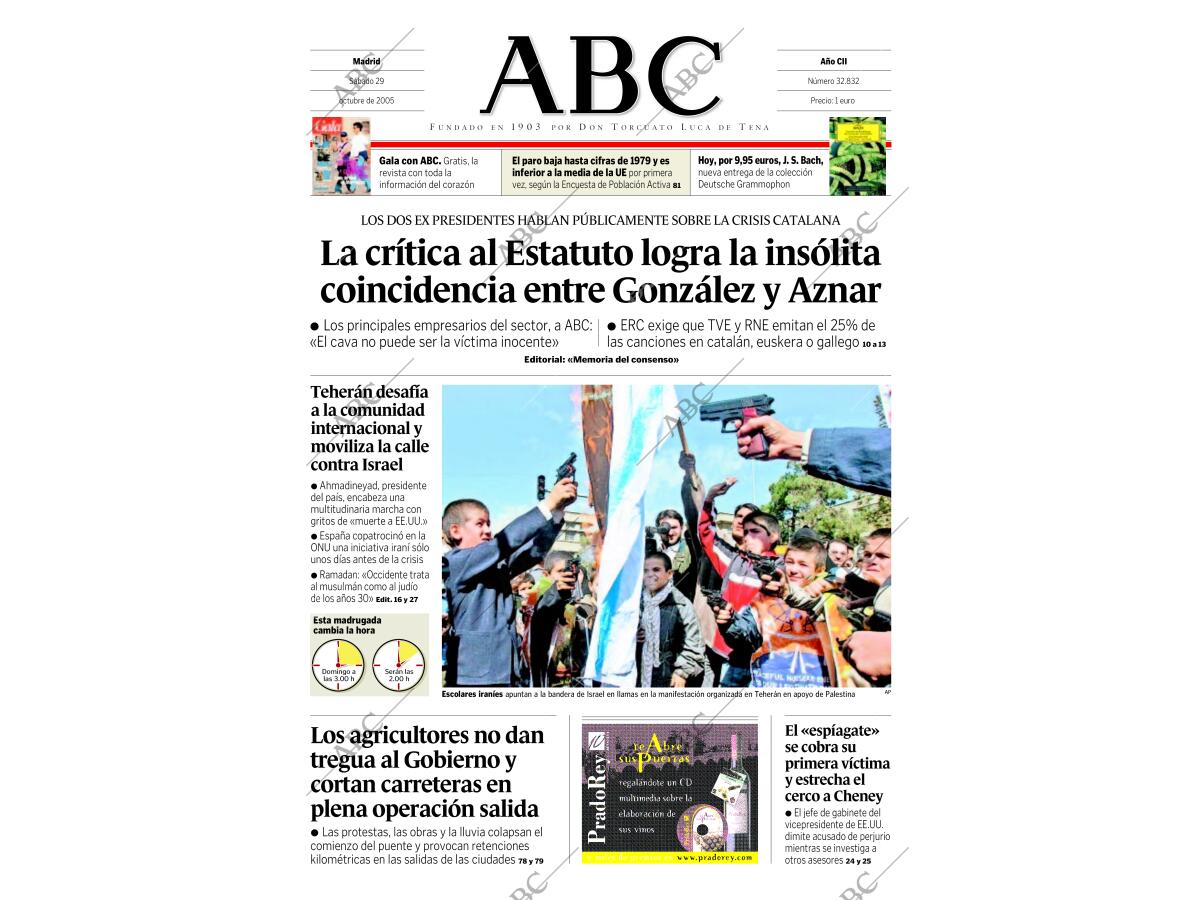 Periódico ABC MADRID 29-10-2005,portada - Archivo ABC