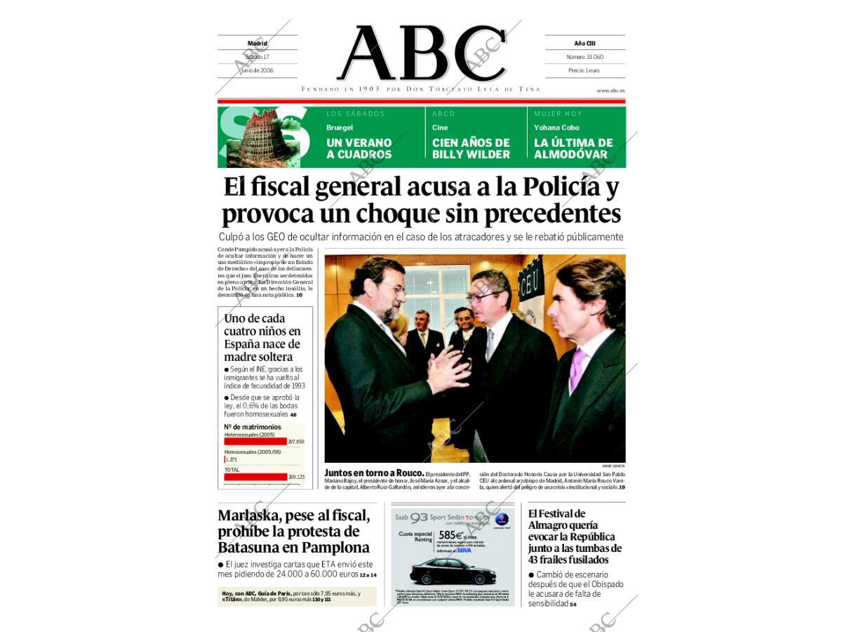 Periódico ABC MADRID 17-06-2006,portada - Archivo ABC
