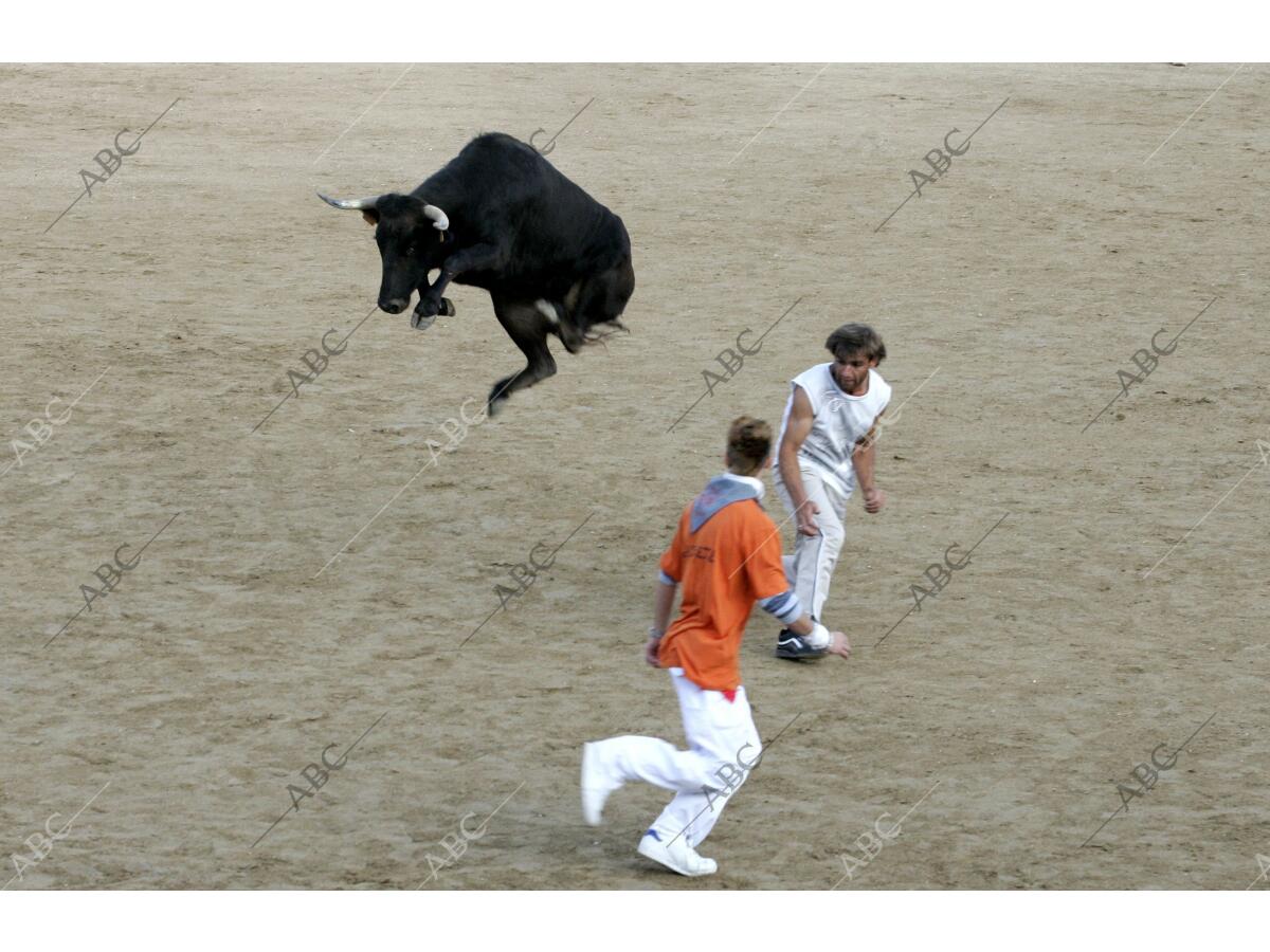 Un toro dando un espectacular salto, durante la segunda jornada de ...
