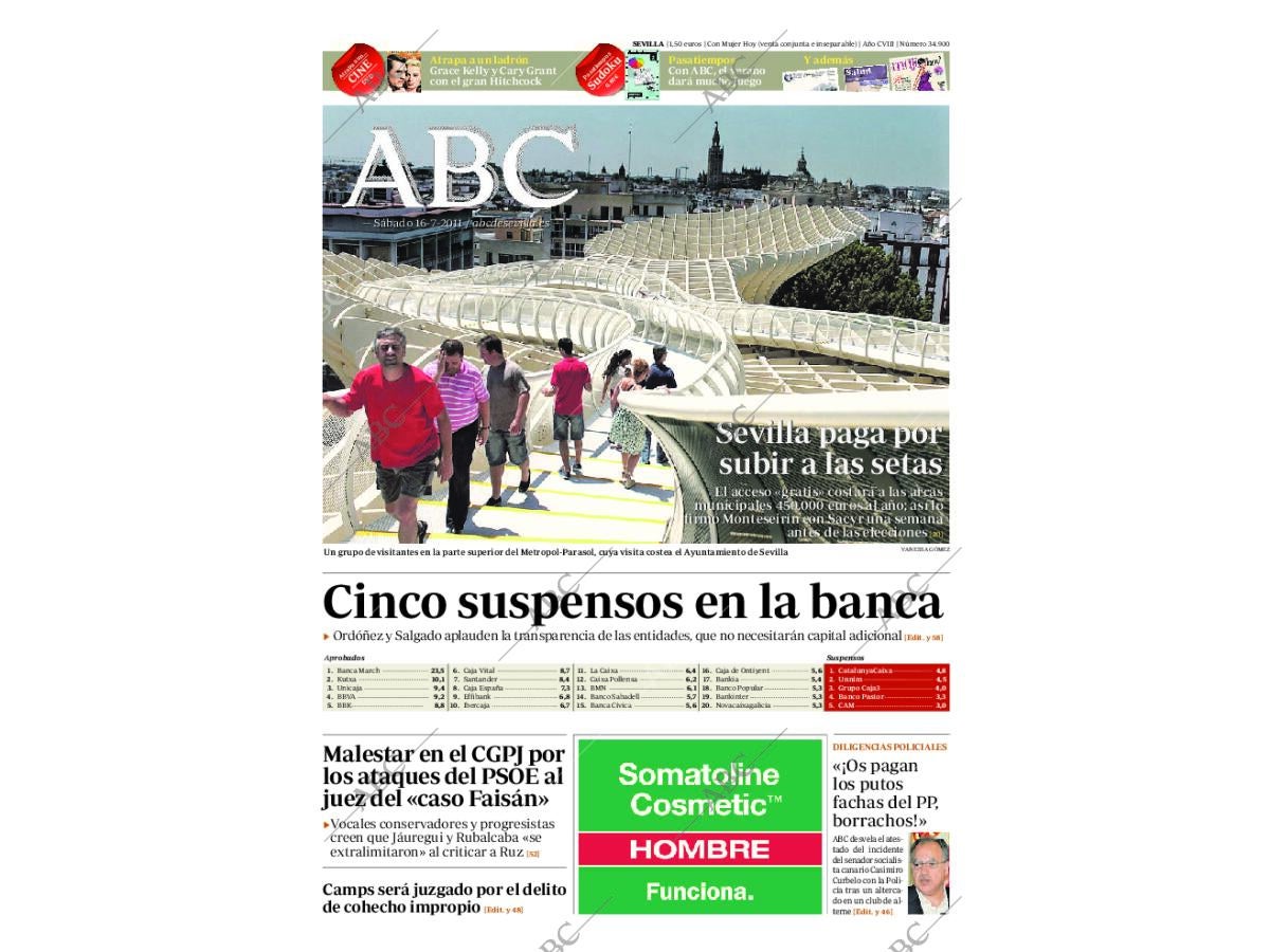 Periódico ABC SEVILLA 16-07-2011,portada - Archivo ABC