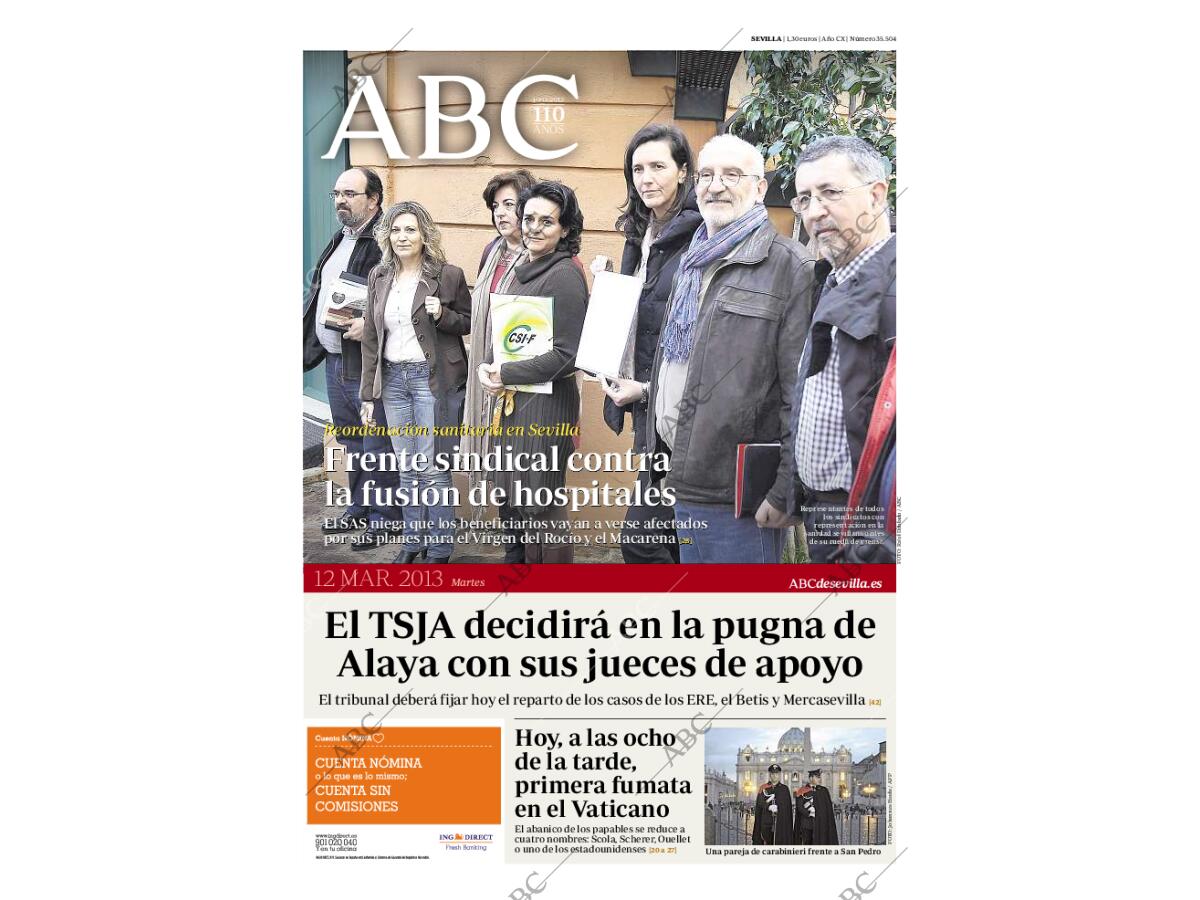 Periódico ABC SEVILLA 12-03-2013,portada - Archivo ABC