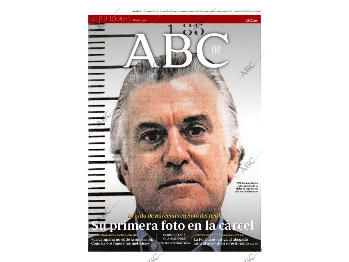 Periódico ABC MADRID 21-07-2013,portada - Archivo ABC