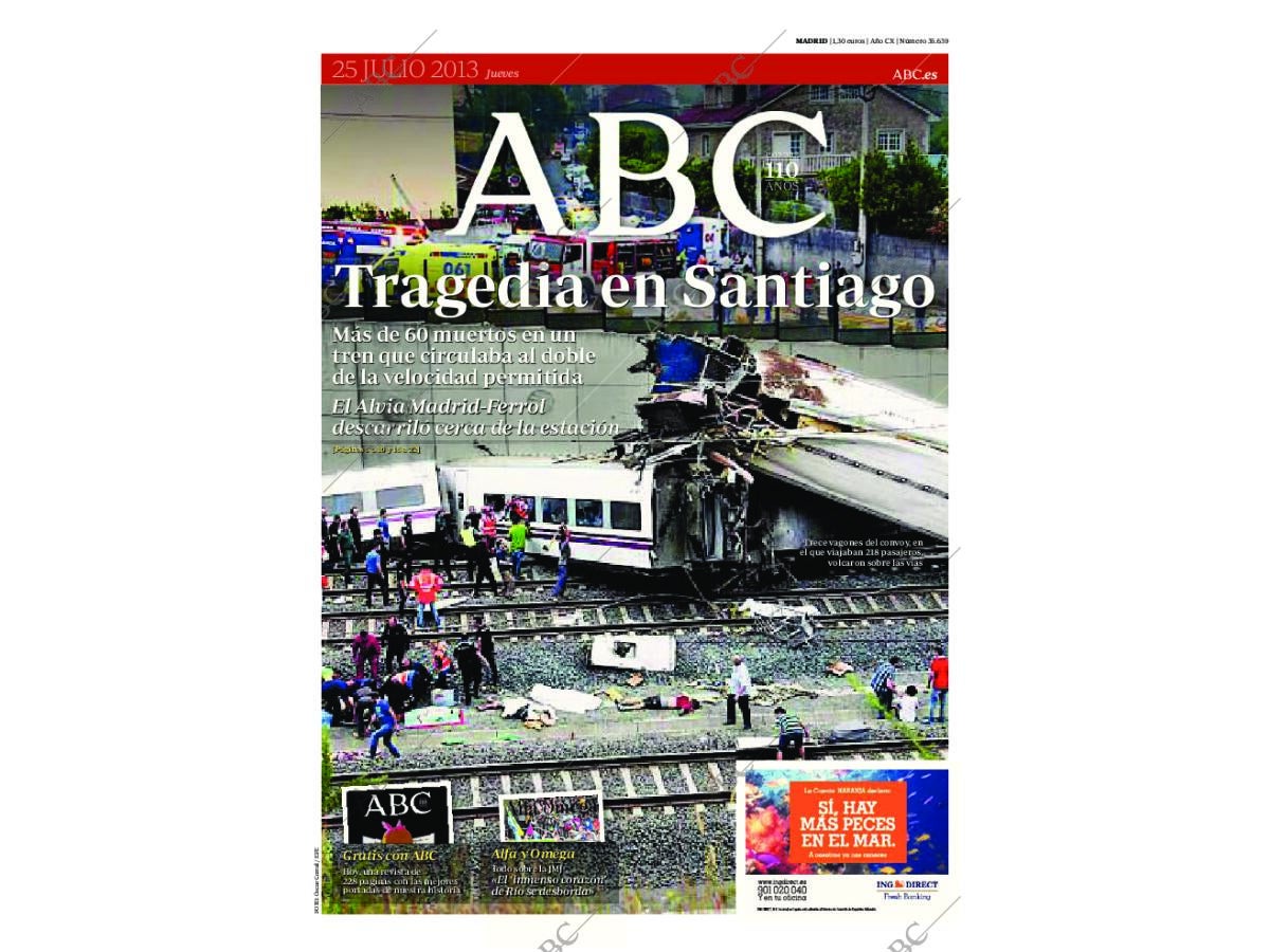 Periódico ABC MADRID 25-07-2013,portada - Archivo ABC