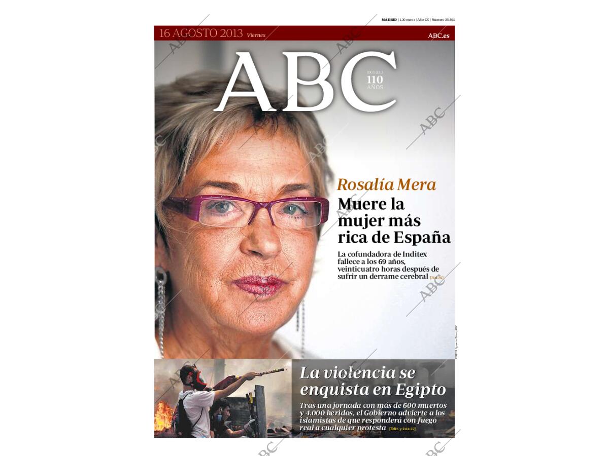 Periódico ABC MADRID 16-08-2013,portada - Archivo ABC